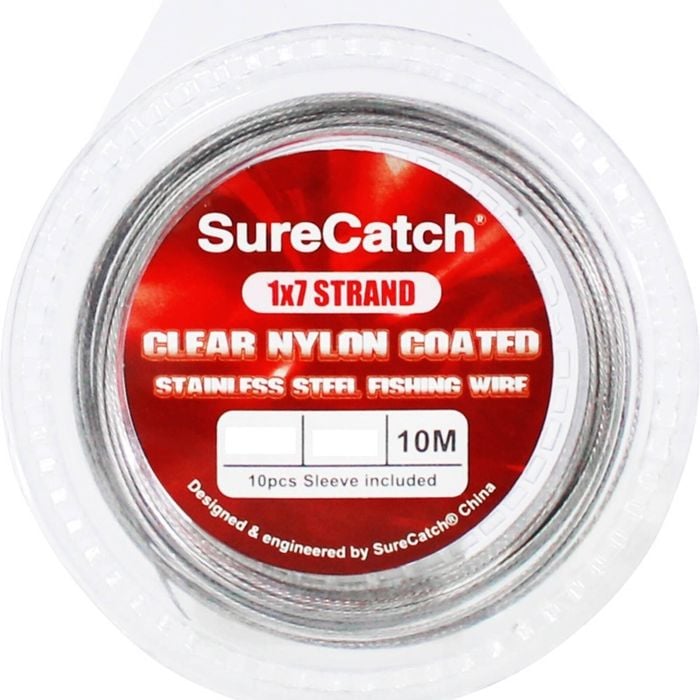 10m Coil of 20lb Surecatch Clear Nylon Coated Stainless Steel Fishing Wire - Bunnings Australia