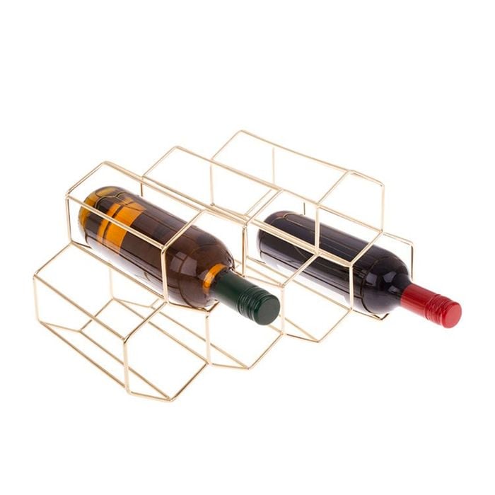 Bartender Hexagonal Wine Rack 9 Bottle Gold - Bunnings Australia