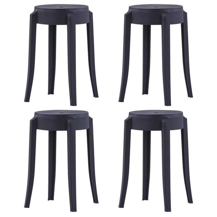 vidaXL Stackable Stools 4 pcs Black Plastic - Bunnings Australia