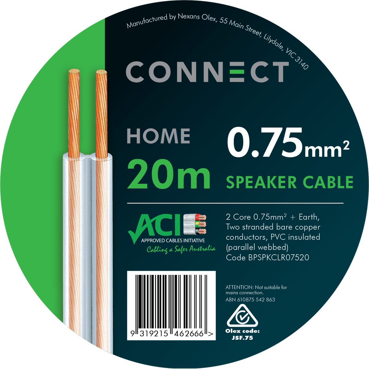 Cable Elect Prepacked Connect 0.75mmx20m Bpspkclr07520 - Bunnings Australia