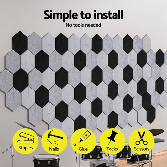 Alpha Acoustic Foam 12pcs 35x30x0.9cm Soundproof Absorption Panel ...