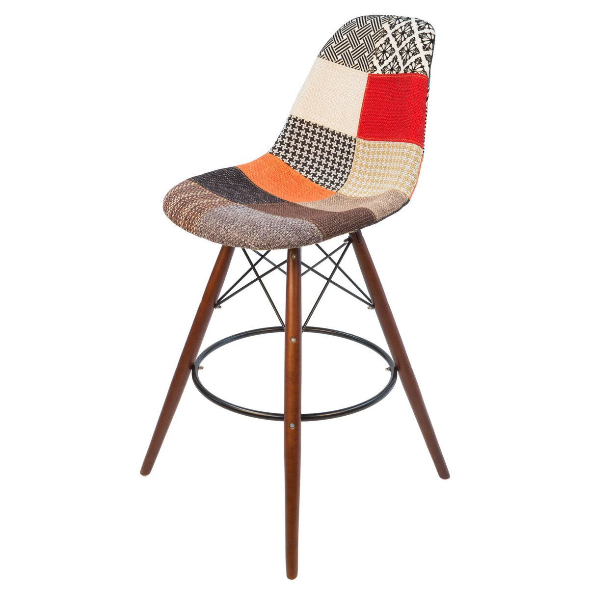 SK Designer Living | Replica Eames DSW Stool | Multicoloured V2 & Walnut - Bunnings Australia