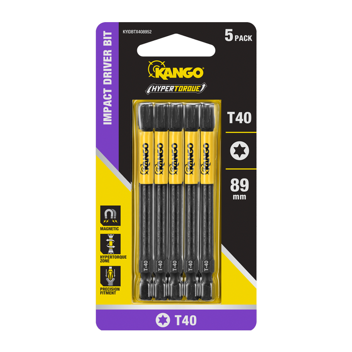 Kango 89mm TX40 Hypertorque Impact Driver Bit - 5 Pack - Bunnings Australia