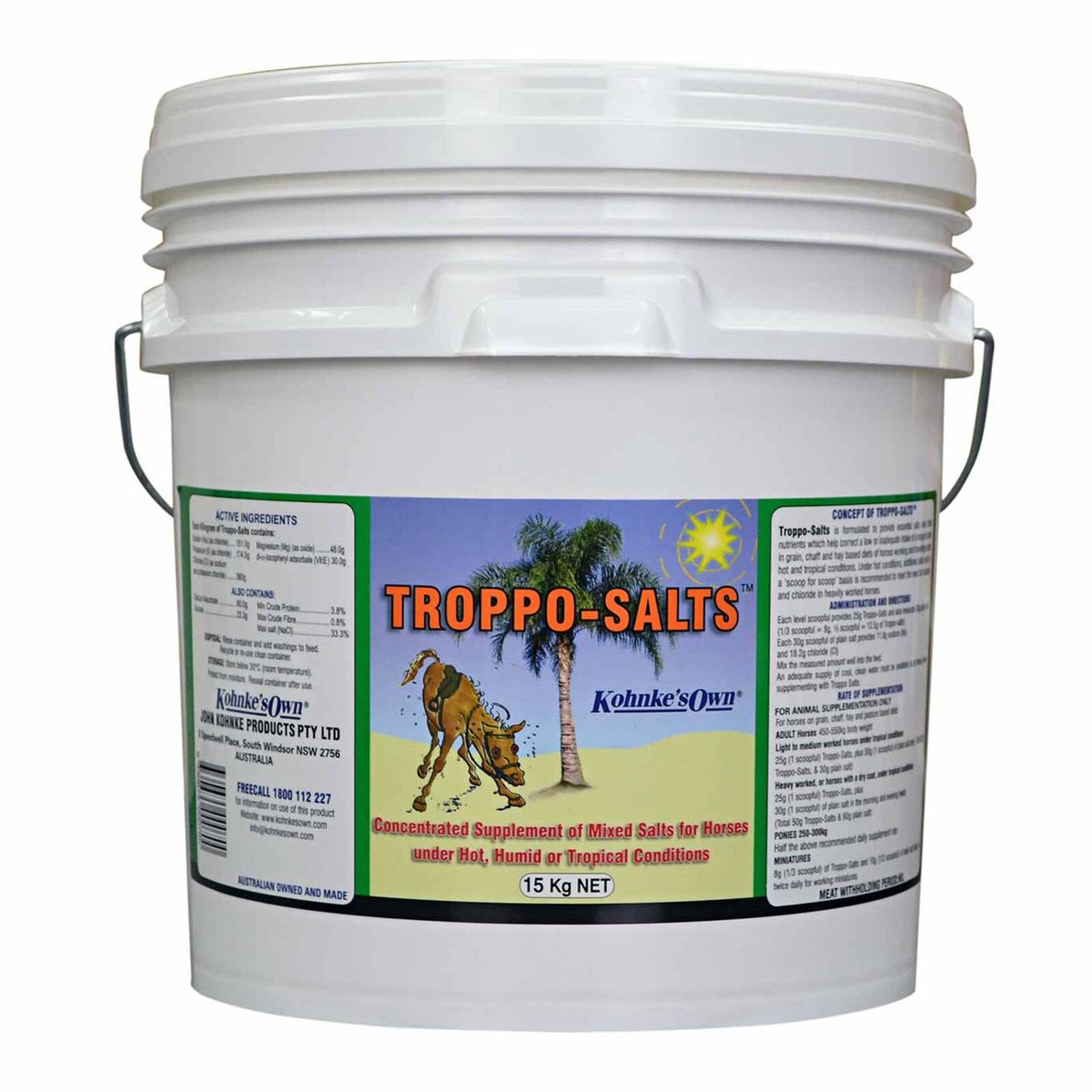 Kohnkes Own Troppo Salts Concentrated Mixed Salt Horse Supplement 15kg ...