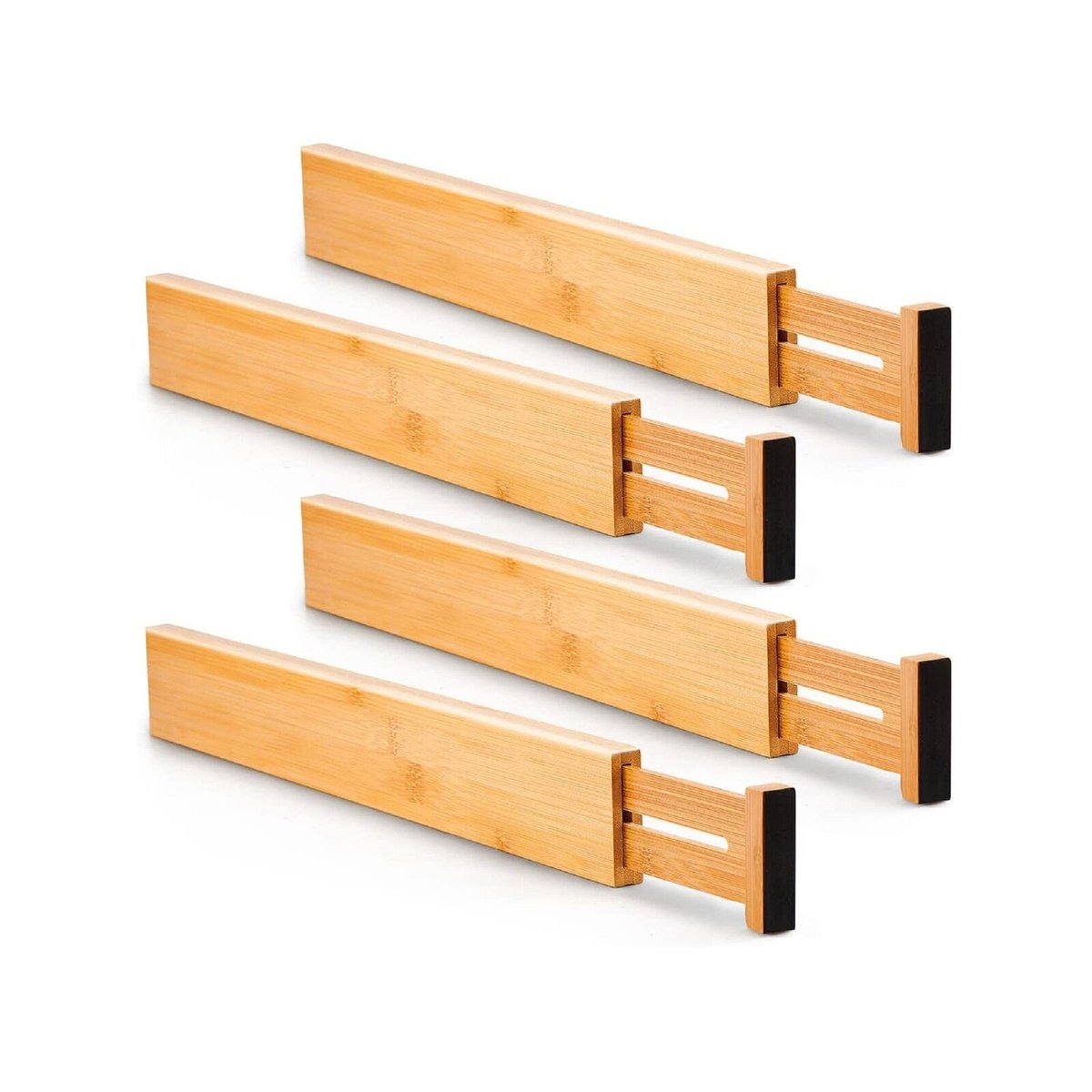 Carla Home 4 Pack Bamboo Adjustable Kitchen Drawer Dividers (large, 44 ...