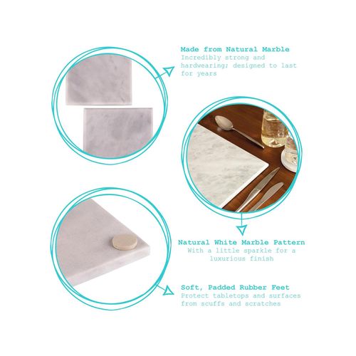 Argon Tableware 12pc Marble Placemats & Round Coasters Set - White ...