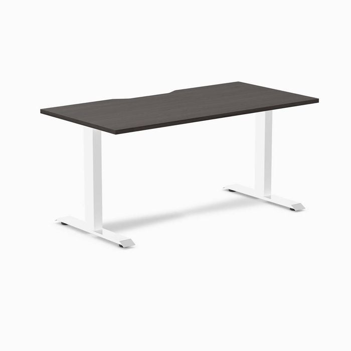 Desky Fixed Height Burnished Wood Scalloped Melamine Desk 1500x750mm ...