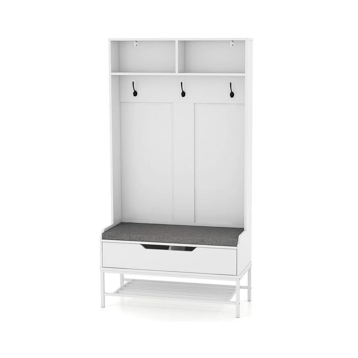 Costway 170CM Tall Hall Tree 4-in-1 Coat Rack Entryway Shoe Bench ...