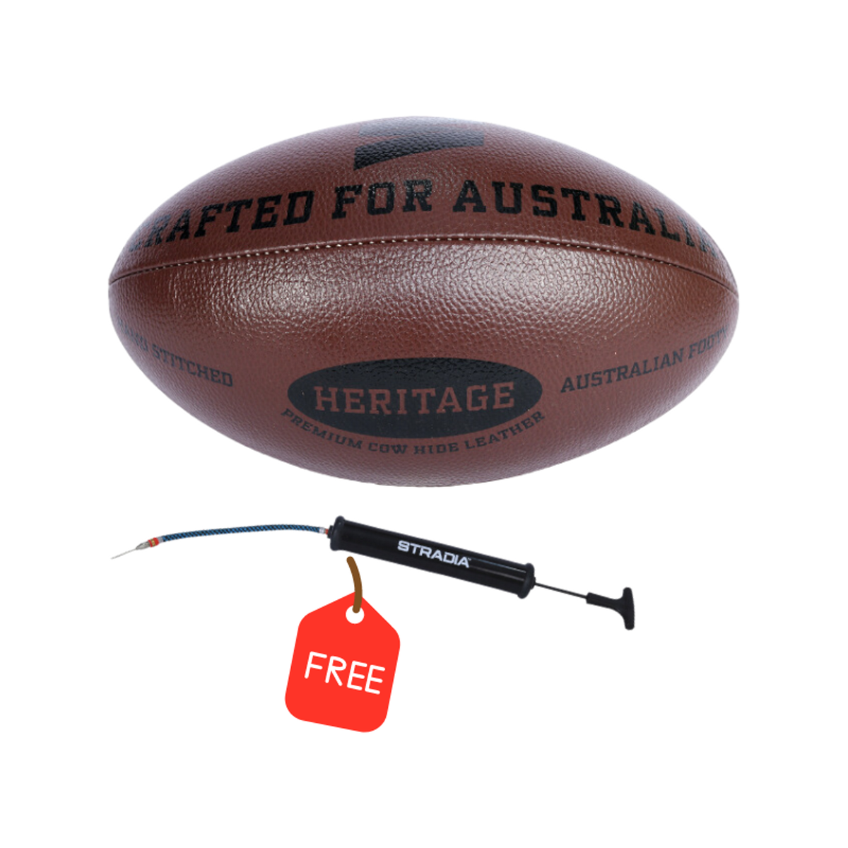 STRADIA Heritage Aussie Rules Ball + Inflatable Pump (Free) - Bunnings ...