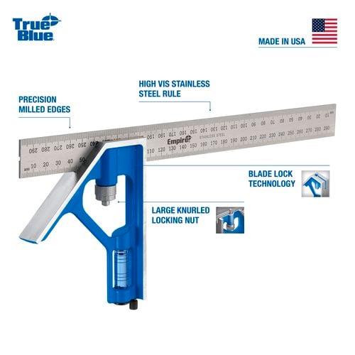 Empire 150mm True Blue Combination Square - Bunnings Australia