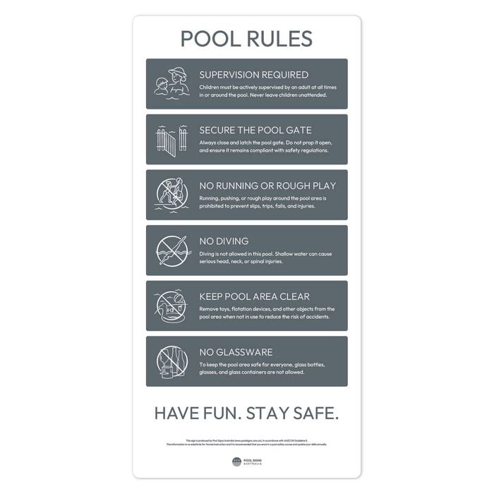 Pool Signs Australia Pool Rules Sign - Slate Grey - Bunnings Australia