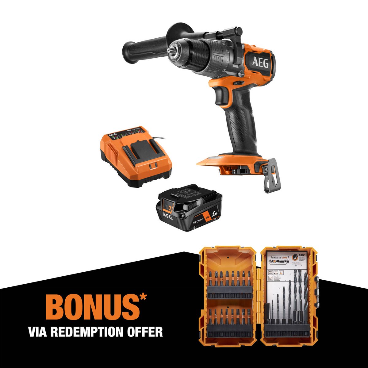 AEG 18V Brushless Hammer Drill Kit A18PDB51 - Bunnings New Zealand