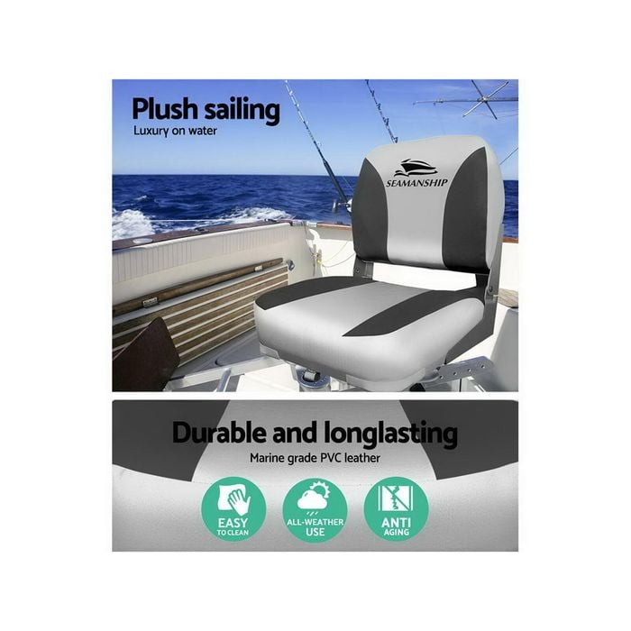 Seamanship 2X Folding Boat Seats Seat Marine Seating Set All Weather ...
