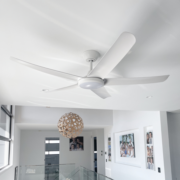 ThreeSixty 142cm Multi Blade DC Matte White FlatJET Ceiling Fan With ...