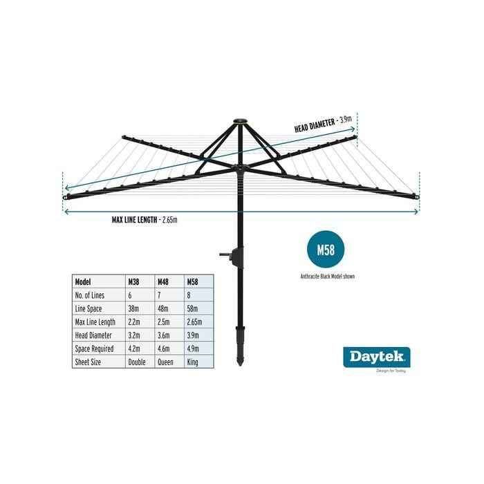 Daytek Coastal Blue MK2 M58 Rotary Clothesline - Bunnings Australia