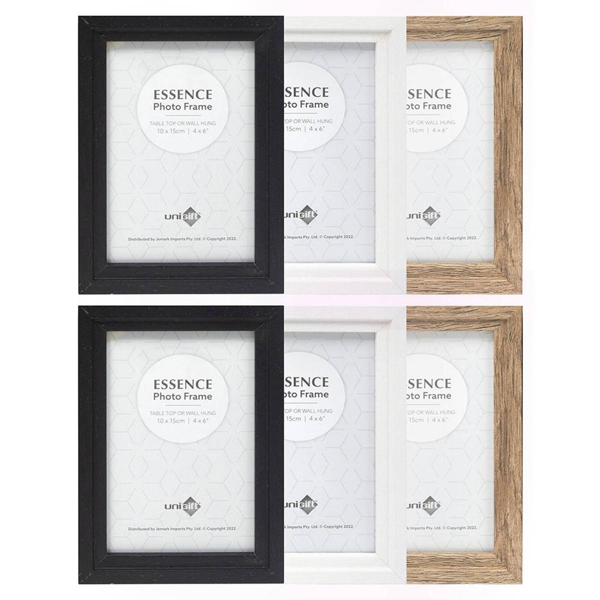 6PK Unigift Essence 10x15cm MDF/Glass Picture Frame - Assorted ...