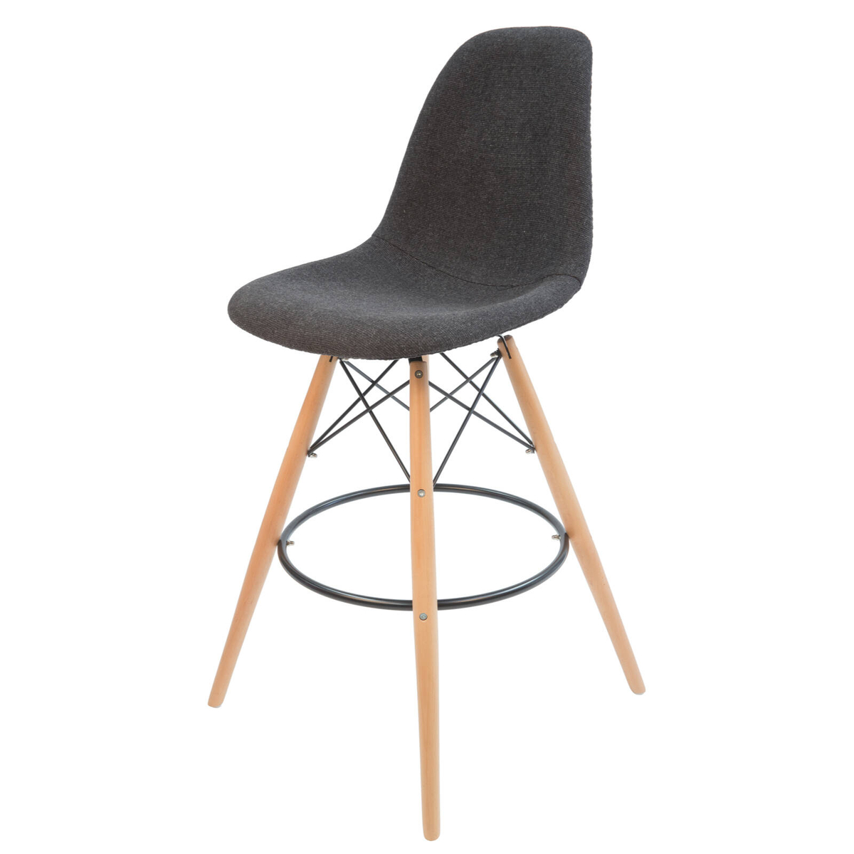 SK Designer Living | Replica Eames DSW Stool | Charcoal & Natural - Bunnings Australia