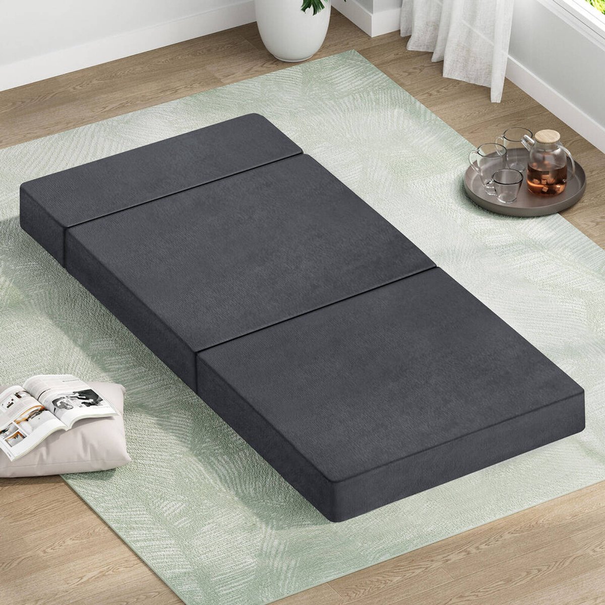 STARRY EUCALYPT Folding Mattress 3-Fold Foldable Foam Single Plush Grey ...