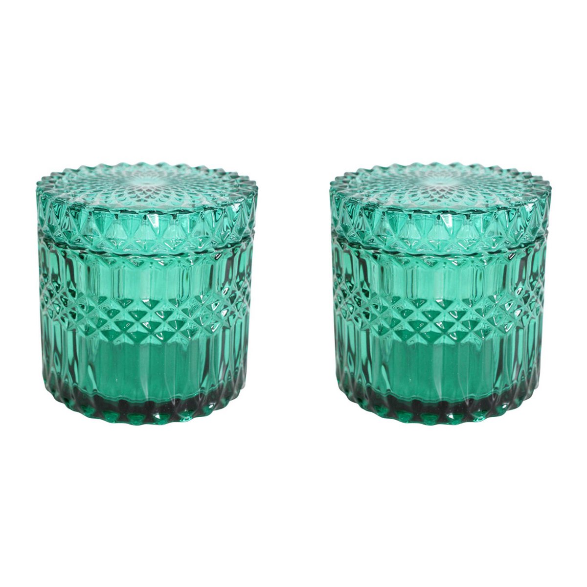 2PK LVD Glass Trinket Box Storage Decor Round Vers Large 10.5cm - Azure ...