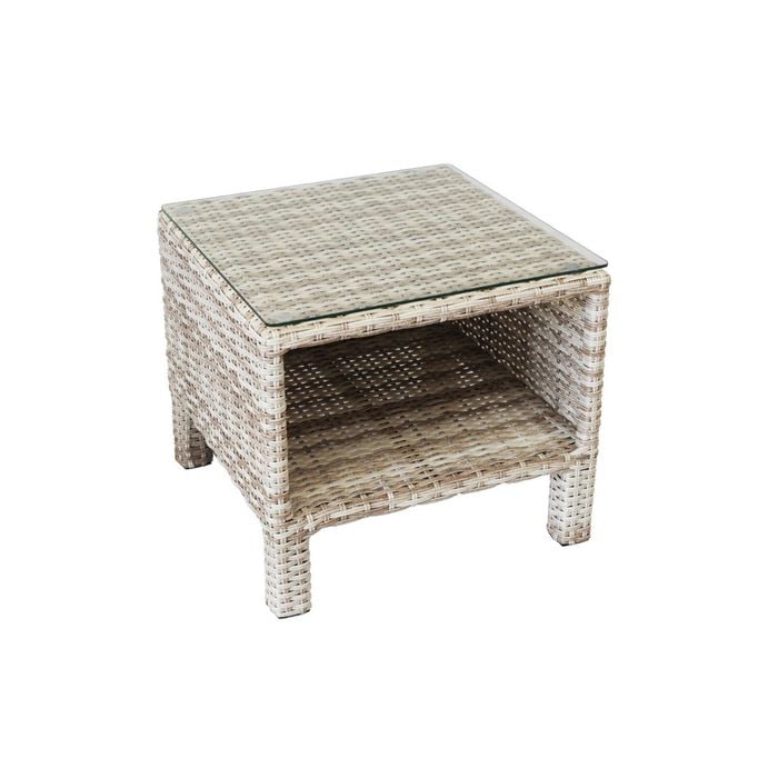 FurnitureOkay Positano Wicker Outdoor Side Table - White Shell - Bunnings Australia
