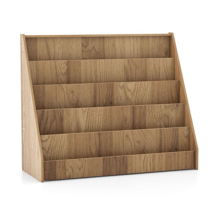 Costway 5-Tier Bookcase Magazine Book Display Shelves Natural ...