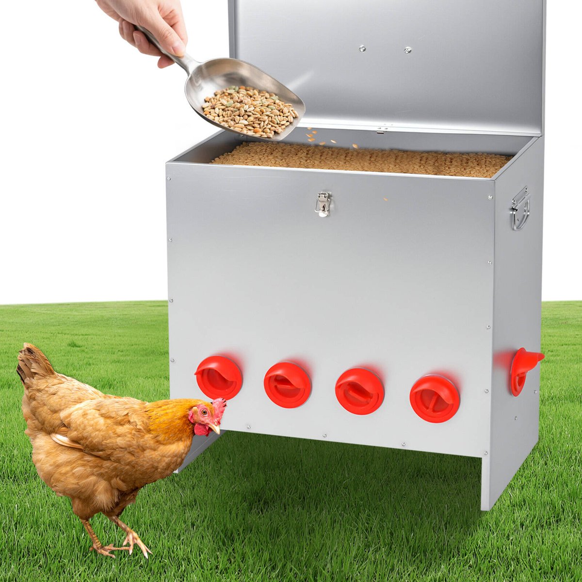 Advwin Automatic Chicken Feeder 85LB Poultry Feeder 10-Ports - Bunnings ...