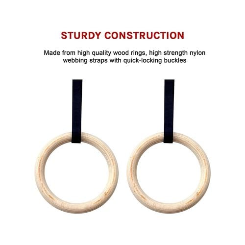 32mm Wooden Olympic Gymnastic Rings for Strength Training - Bunnings ...