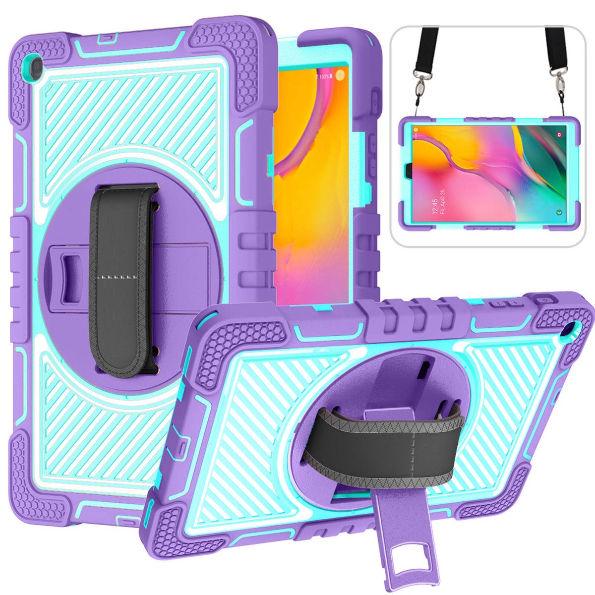 Rugged Stand Shockproof Hybrid Case with Strap For Samsung Tab A7 Lite ...