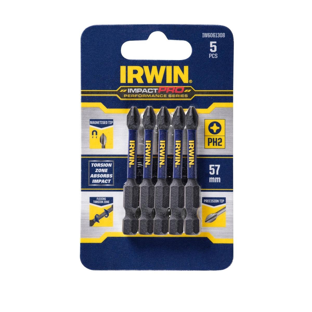 Irwin Impact Pro Performance 57mm PH2 - 5 Pack - Bunnings New Zealand