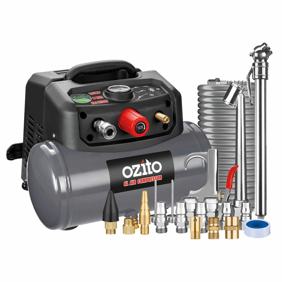 Ozito 6L 1.5HP Air Compressor Kit - Bunnings New Zealand
