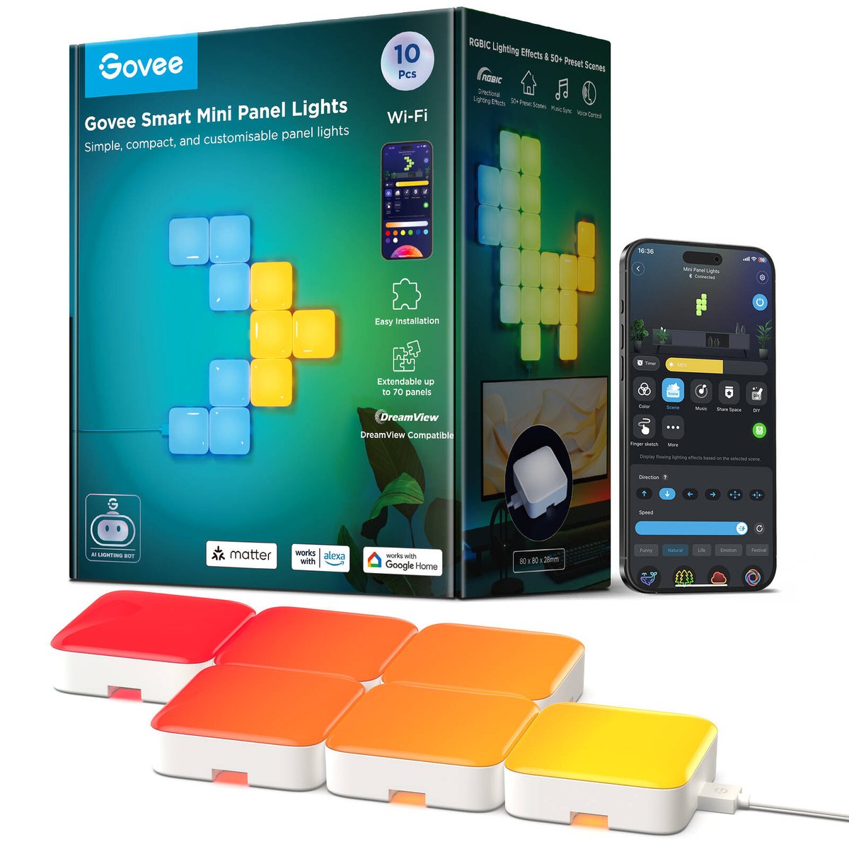 Govee Smart Mini Panel Lights 10 Pack - Bunnings Australia