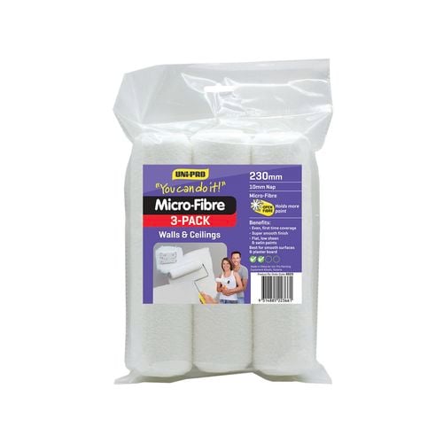 UNi-PRO 230mm You Can Do It Microfibre Paint Roller Cover 3 Pack 10mm Nap - Bunnings Australia