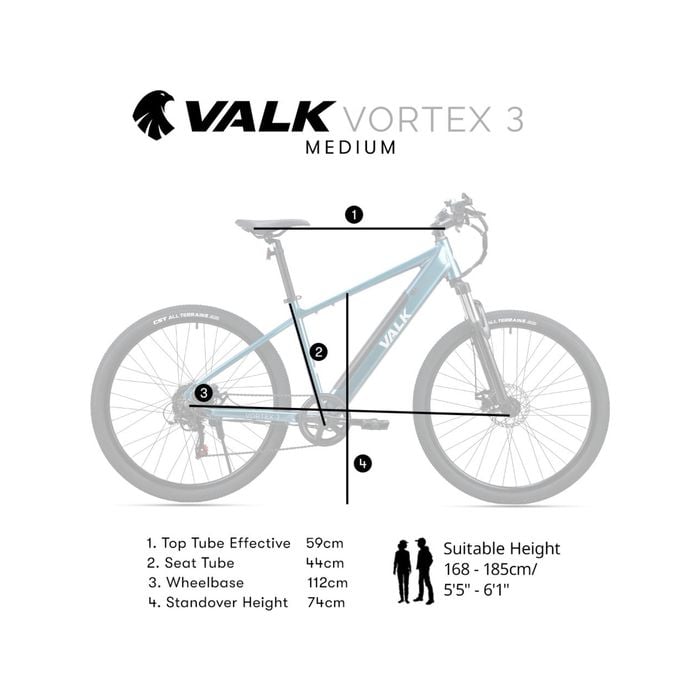 VALK Vortex 3 Electric Bike, Medium Frame Mountain ebike, Metallic Teal ...