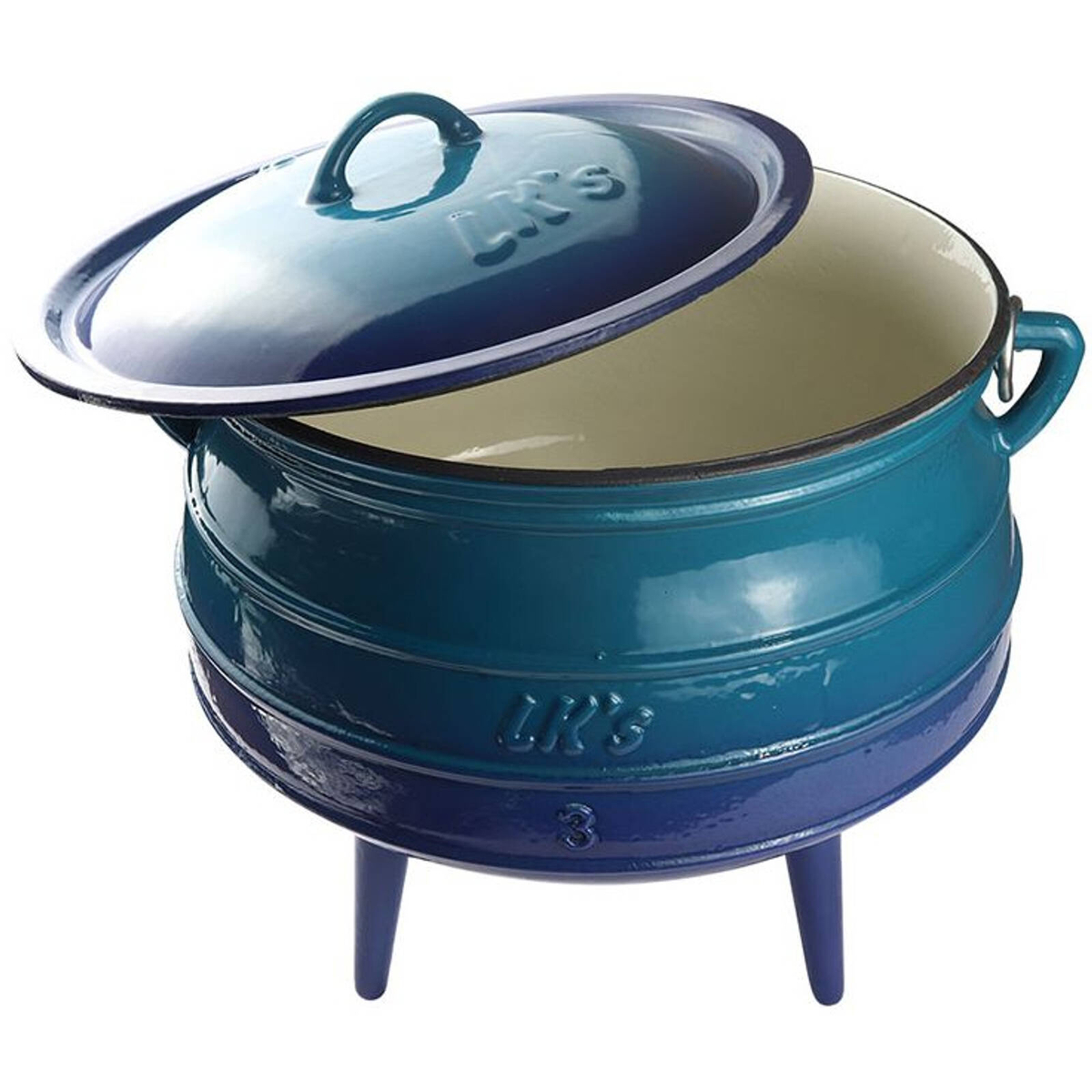 LK's - Potjie Pot (3-Legged) - Enamel-coated - Size 3 - Blue - Bunnings ...