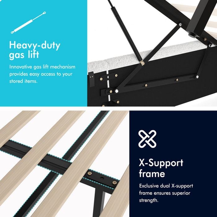 ALFORDSON Bed Frame Gas Lift Storage Base Queen - Bunnings Australia