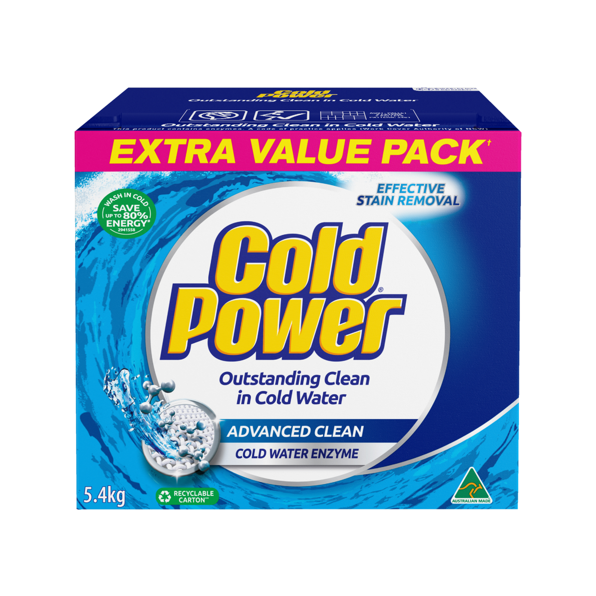 Cold Power 5.4kg Advanced Clean Powder Laundry Detergent - Bunnings ...