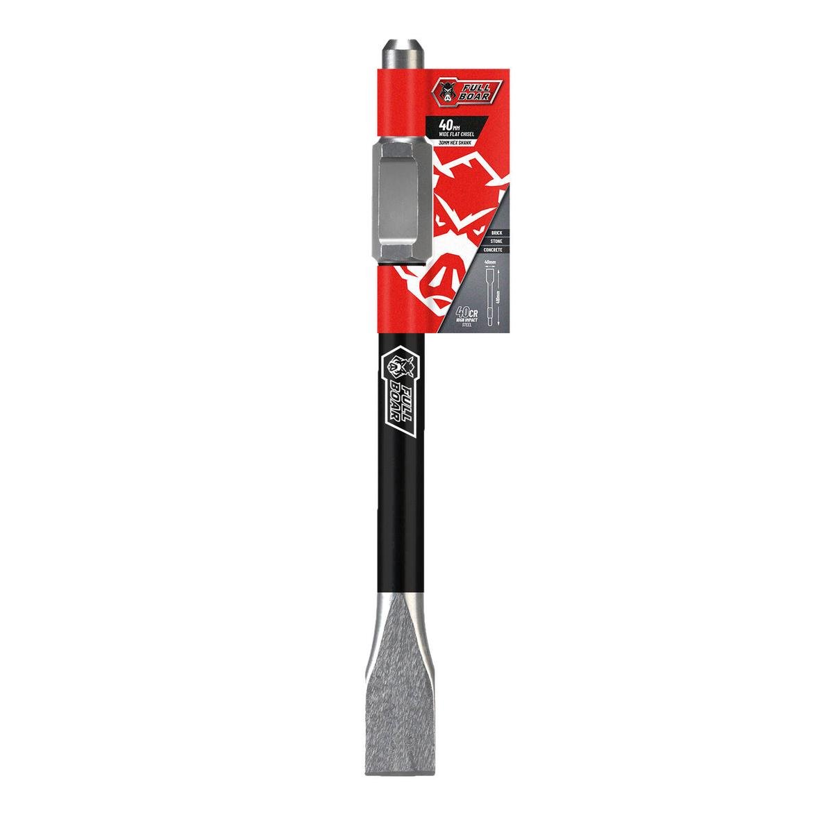 Full Boar 40mm Wide Flat Chisel With 30mm Hex Shank - Bunnings Australia