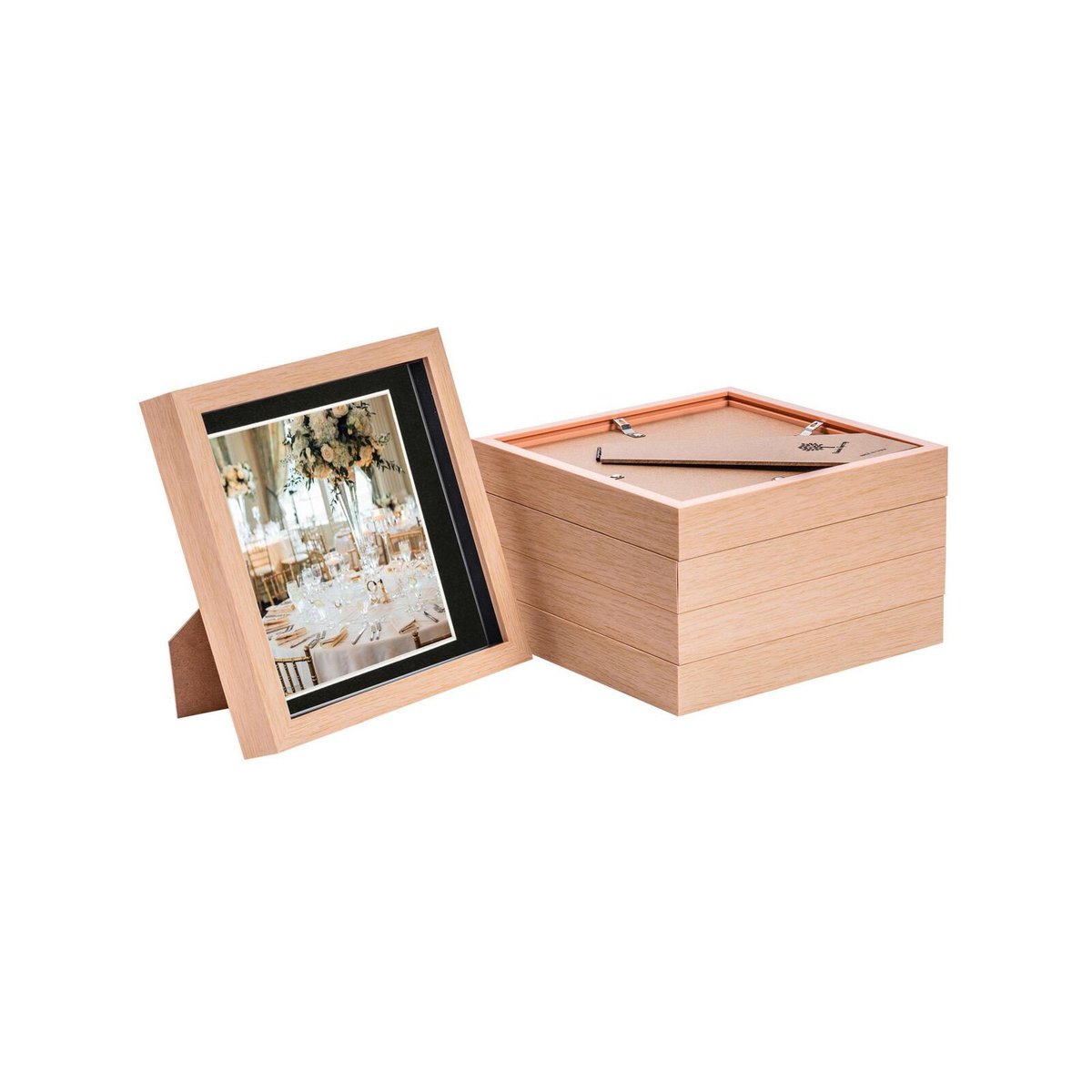 Nicola Spring Shadow Box Frames - 8 x 8" with 6 x 6" Mount - Light Wood ...