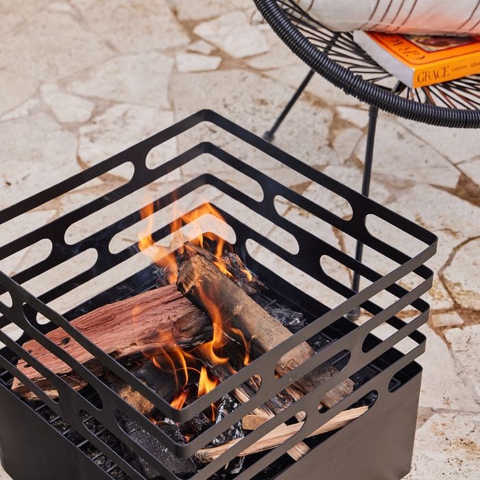 Glow Black Cube Fire Pit - Bunnings Australia