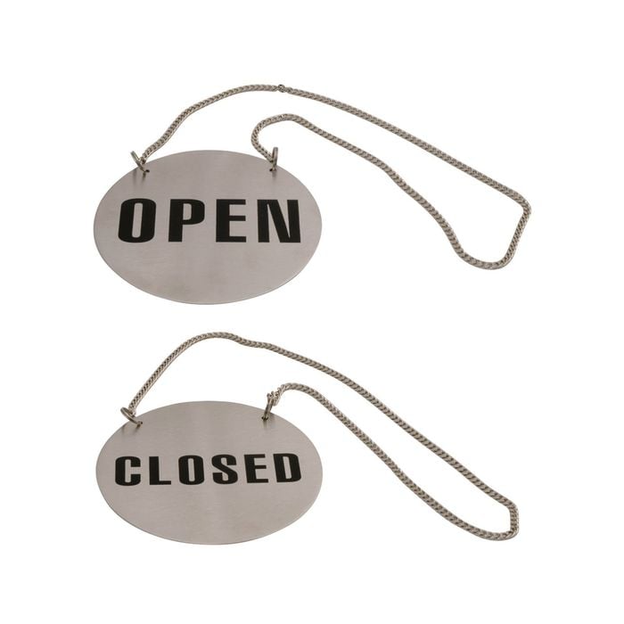 Trenton Open Closed Double Sided Door Sign with Chain - Bunnings Australia