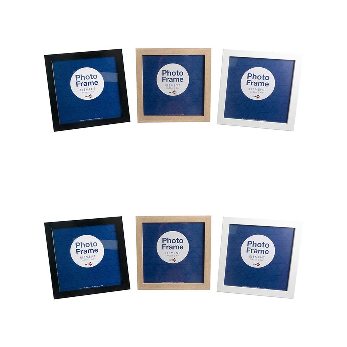 6PK Unigift Element 20x20cm MDF/Glass Picture Frame - Assorted ...