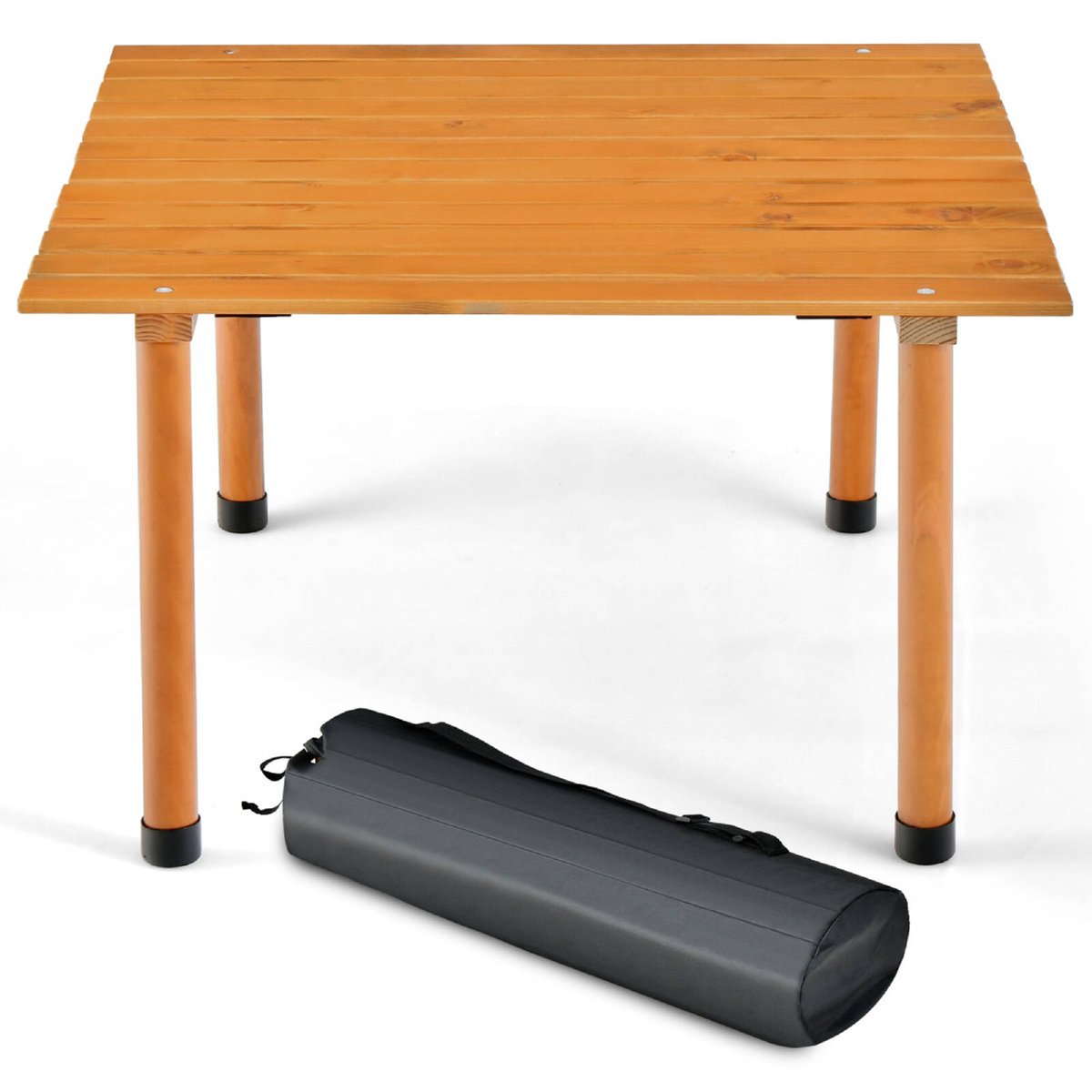 Costway Folding Camping Table Fir Wood 50kg Load Capacity with Carry ...