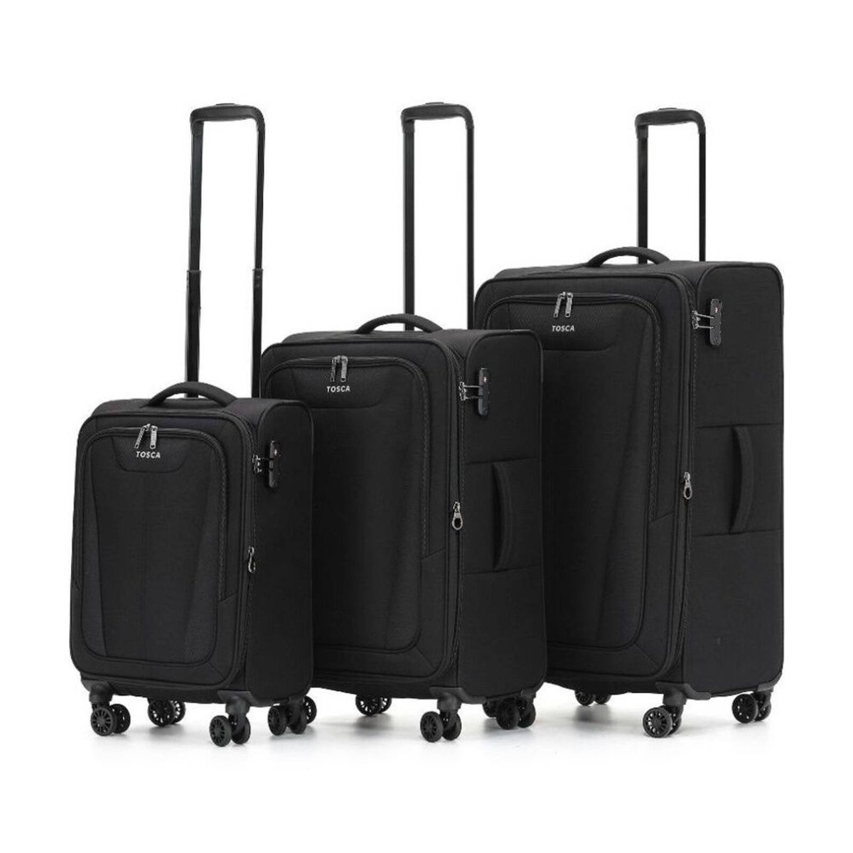 3pc Tosca Altitude Travel Suitcase/Luggage Set W/ Wheels & Lock Black ...