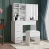 Advwin Dressing Table Set with Slide Mirror and Stool Vanity Desk Hiden ...