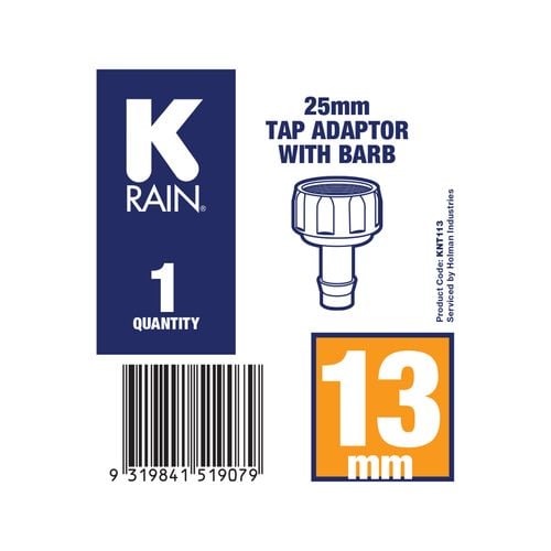 K-Rain 25mm Tap Adaptor with 13mm Barb - Bunnings New Zealand