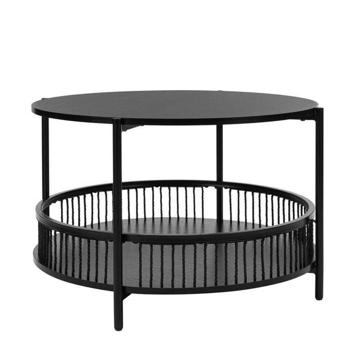 Connell Round Wooden Coffee Table W/ Shelf Black - Bunnings Australia