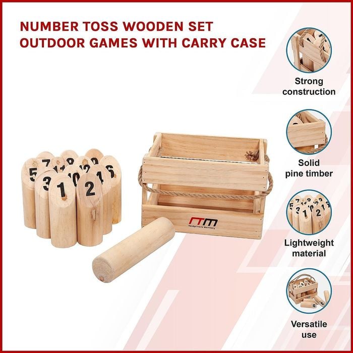 Number Toss Wooden Set Outdoor Games with Carry Case - Bunnings Australia