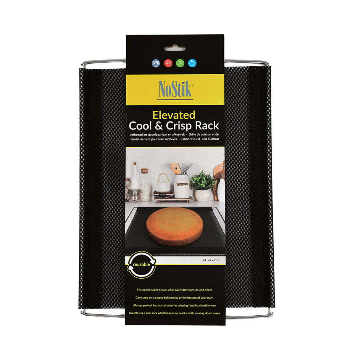 Nostik Reusable Elevated 49x31cm Crisp & Cool Rack - Black - Bunnings Australia