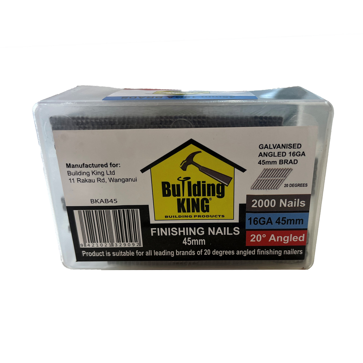 Building King 16G x 45mm Galvanised Angled Brad Nails - 2000 Pack ...