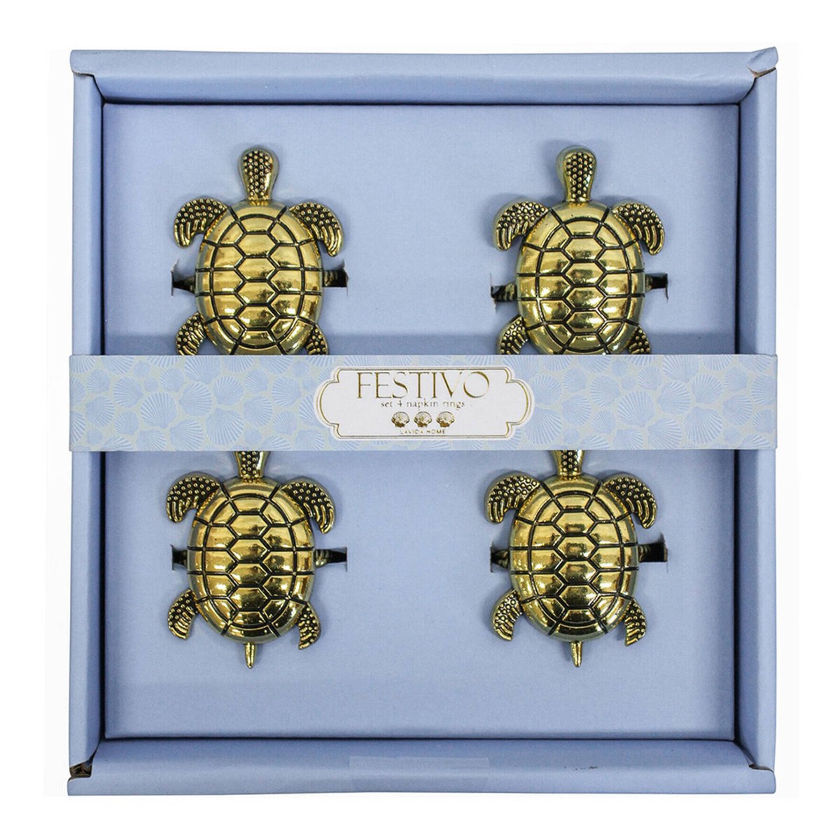 LVD 4pc Metal 16cm Napkin Rings Holder Turtles - Gold - Bunnings Australia